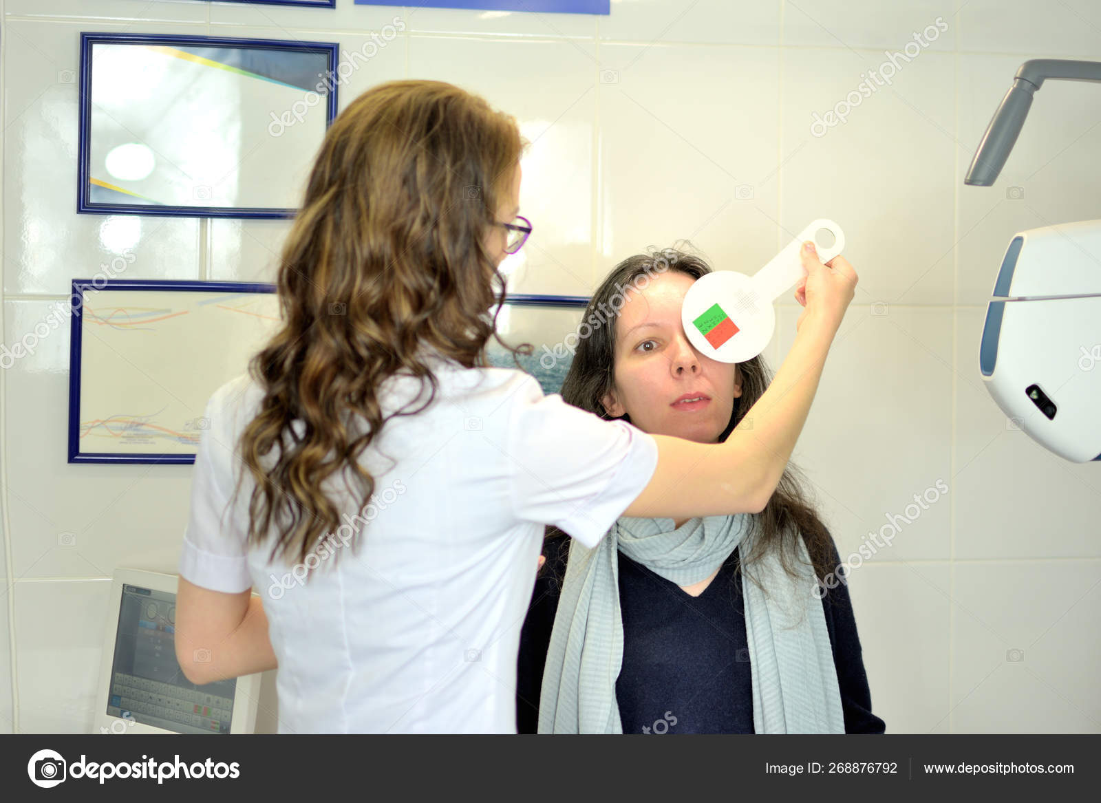 Young Pretty Woman Undergone Visual Acuity Test Ophthalmologist ...