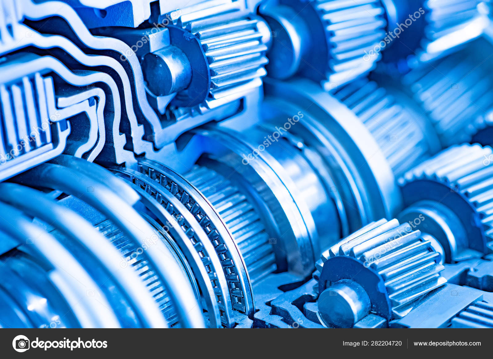 Gearbox concept. Mechanical engineering. Box of the car transmis Stock ...