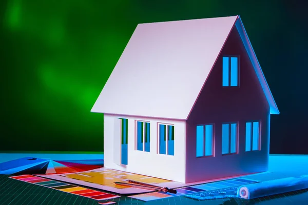 Architectural Studio. Making layouts. House in the multi-colored ...