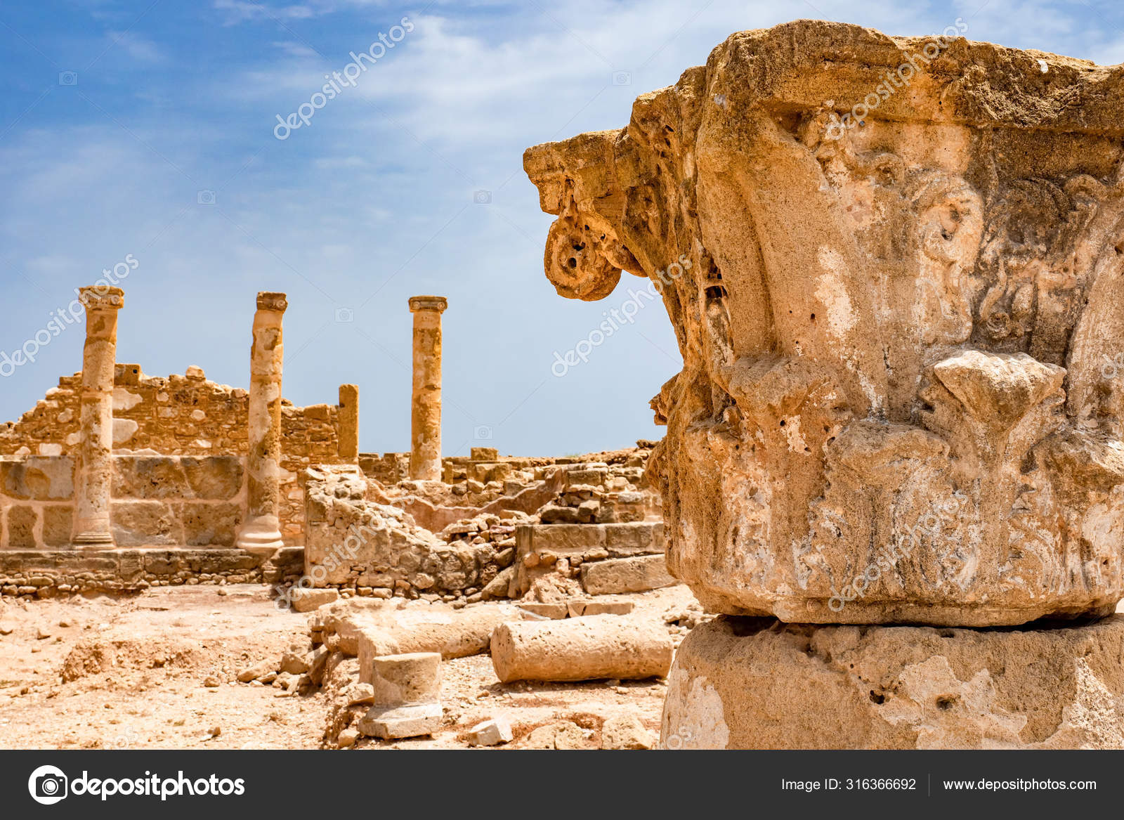 Cyprus. Pathos. Archaeological Park of Paphos. Columns of antique ...
