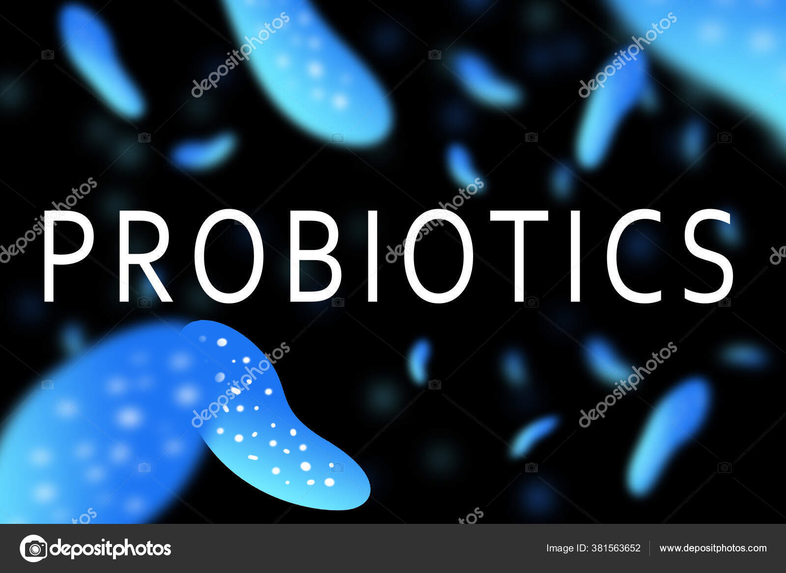 Probiotics Logo Blue Molecules Black Background Concept Beneficial ...