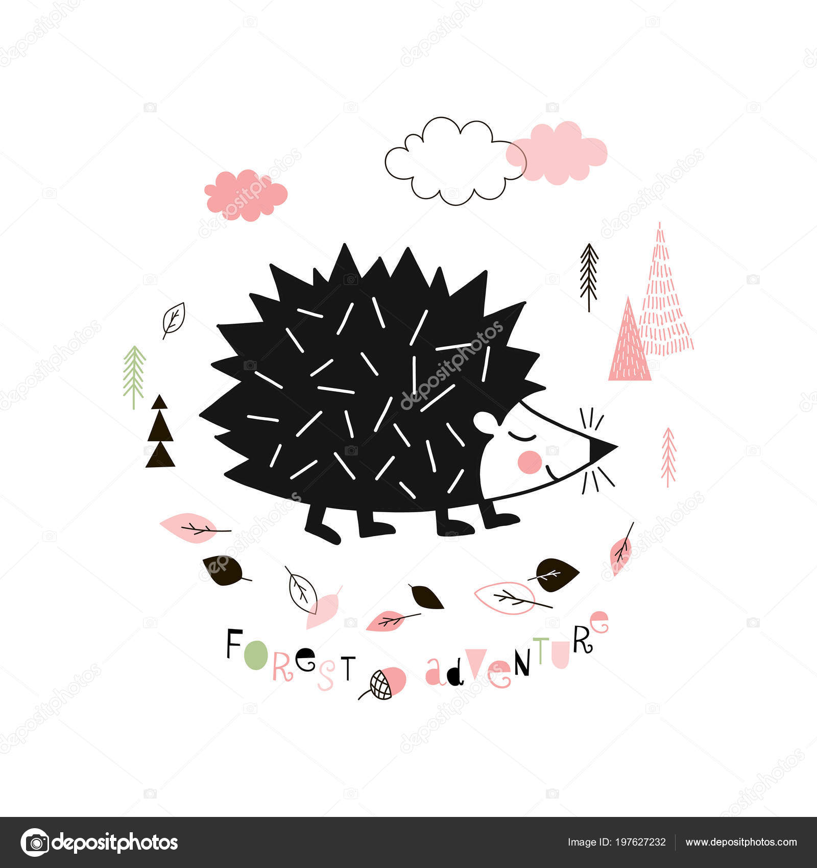 Erizo Caminando Bosque Diseño Para Niños Vector de stock por ©olga ...