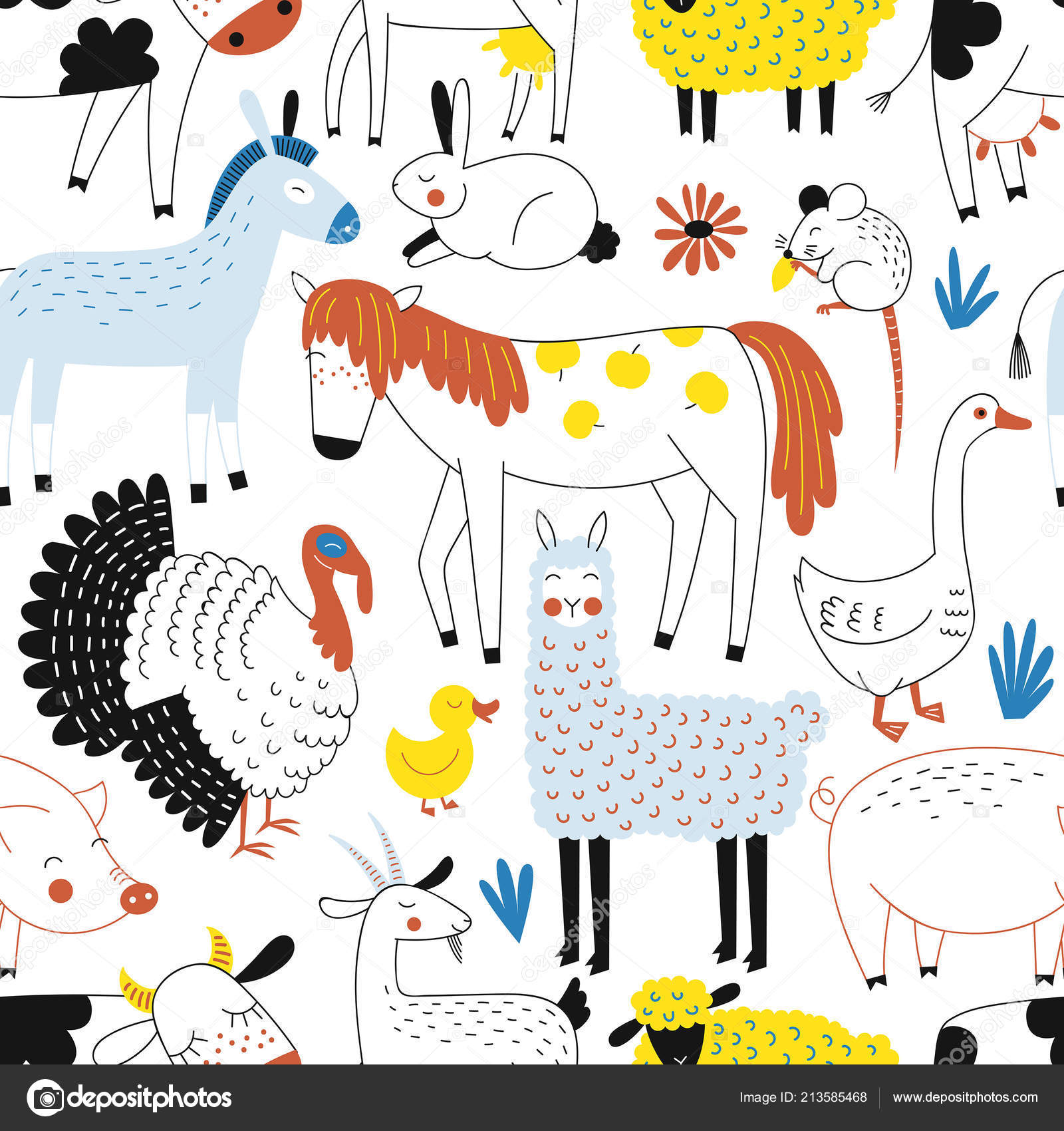 Farm Animals Pattern Vector Illustration — Stock Vector © olga.angelloz ...