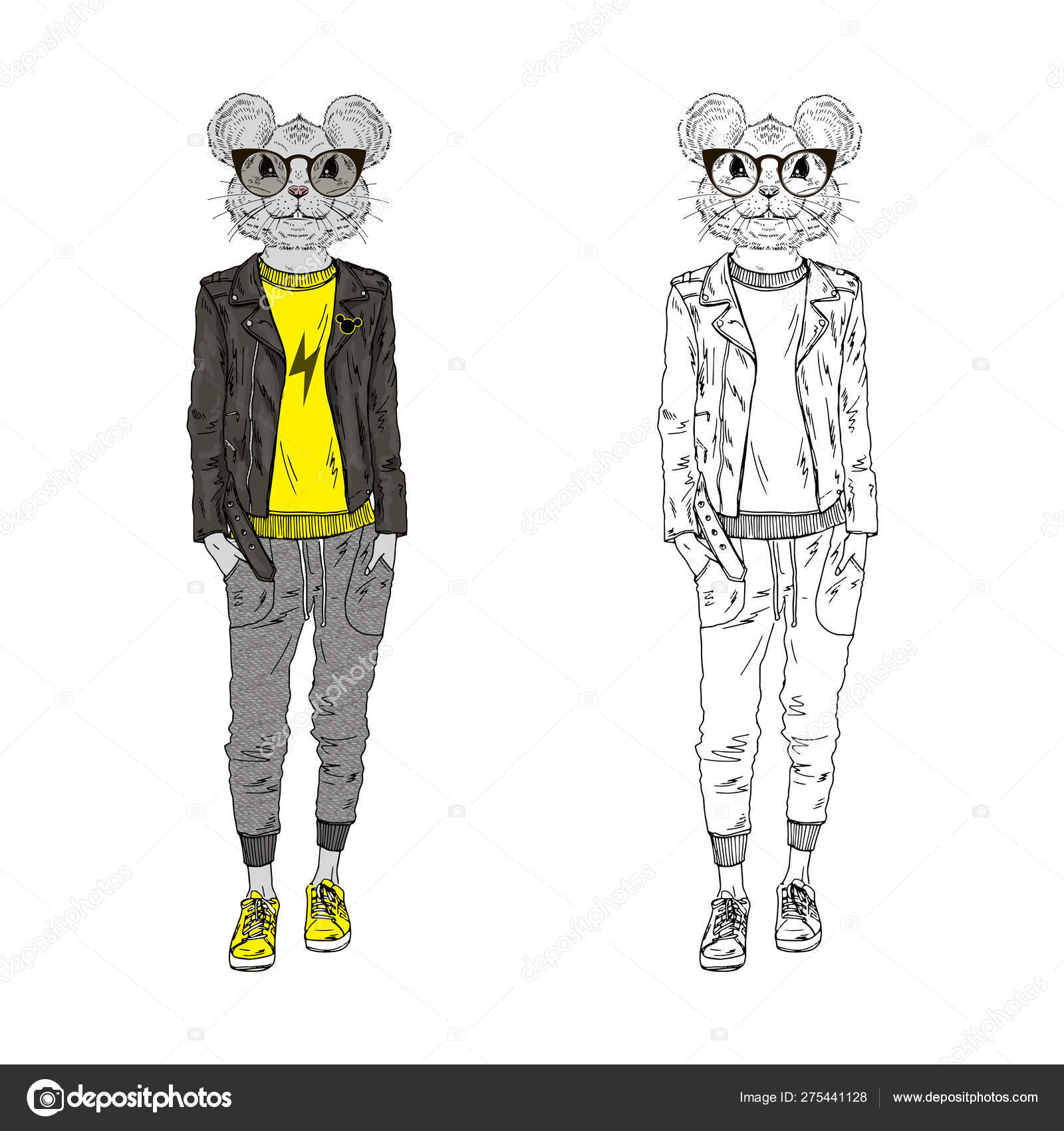 Anthropomorphic Rat hand drawn illustration Stock Vector Image by ©olga ...