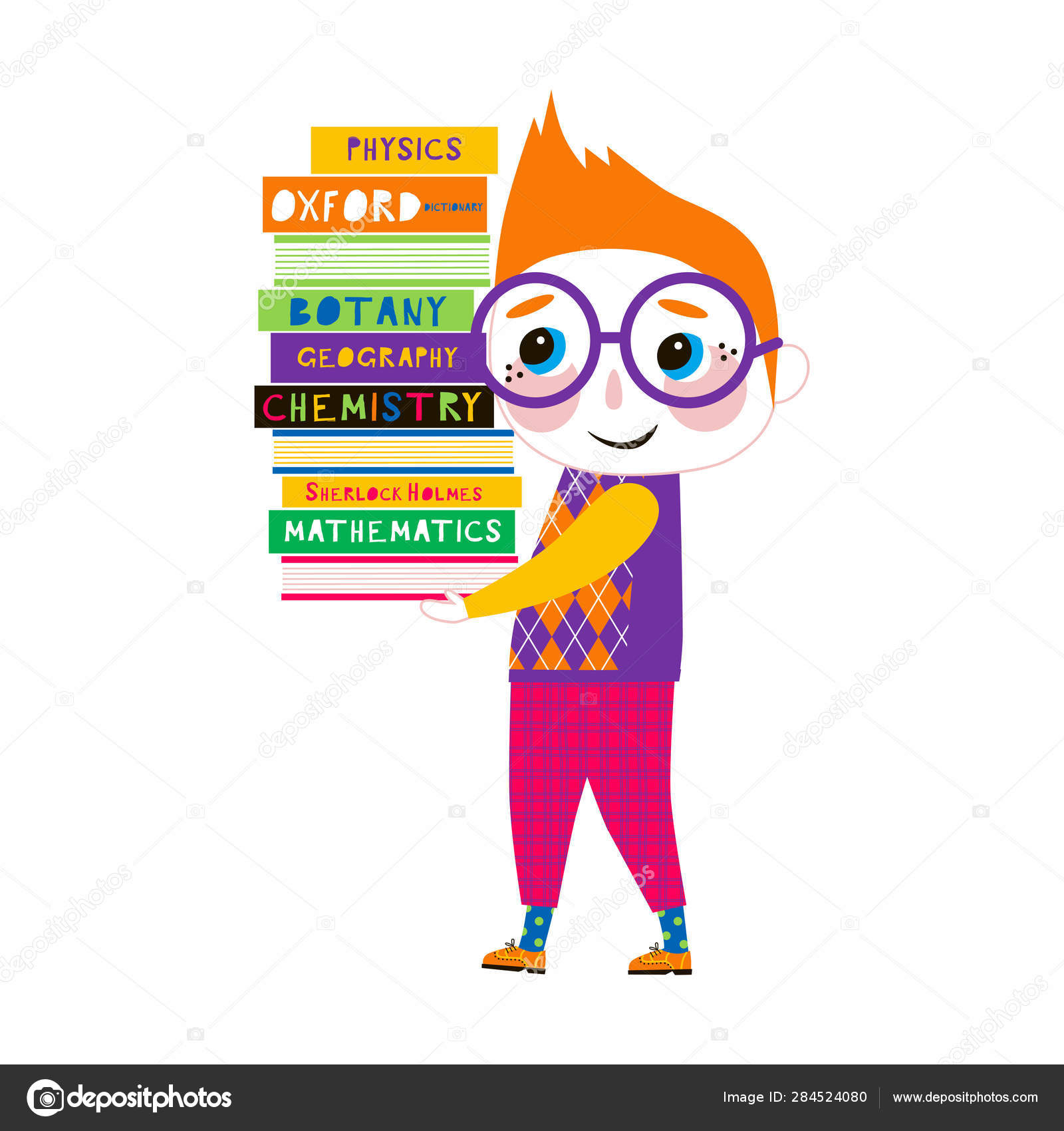 Young boy in library flat vector illustration — Stock Vector © olga ...