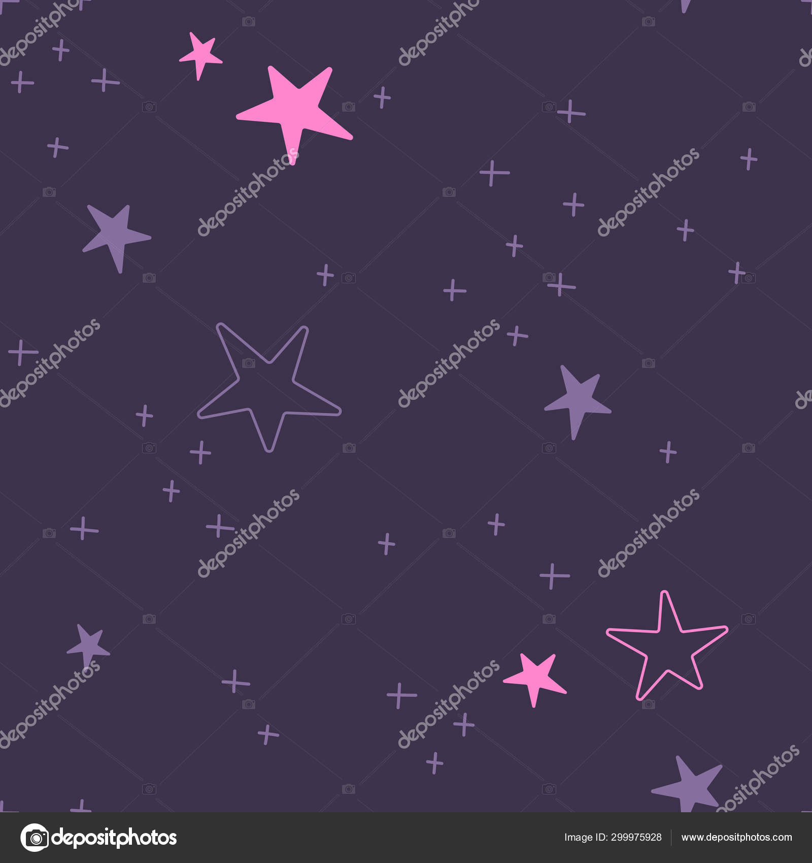 Starry sky hand drawn vector seamless pattern Stock Vector Image by ...