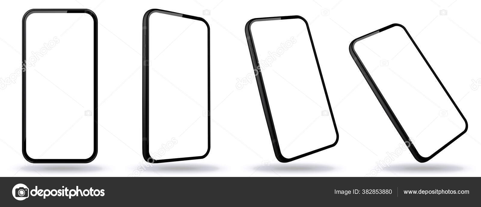 Black Mobile Phone Vector Mockup Perspective Views Smartphone Screens ...