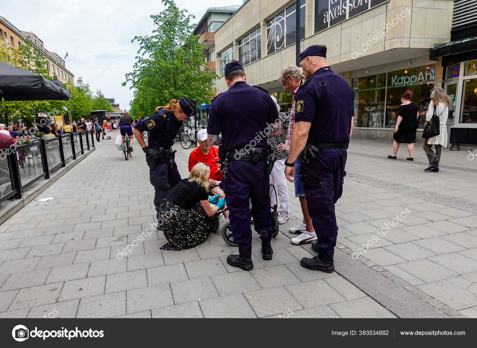 Lulea Sweden Police Main Shopping Street Help Senior Man Who — Stock ...