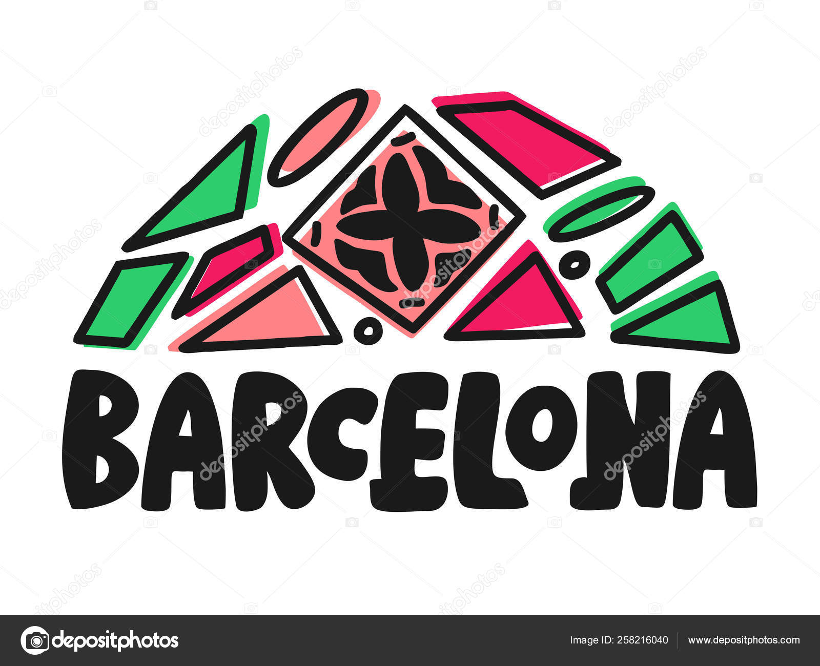 Barcelona Calligraphy Lettering White Background Vector Illustration ...