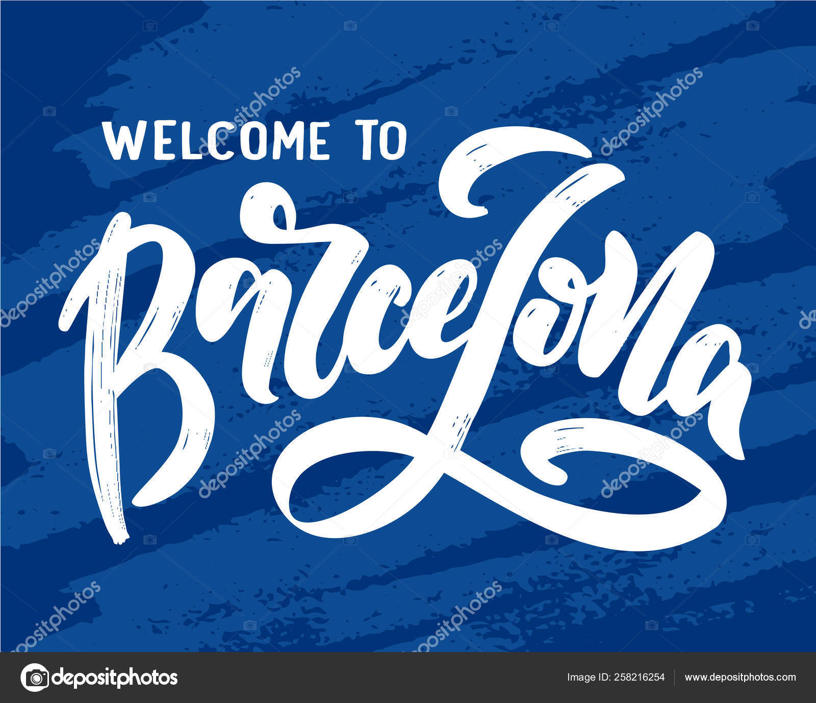 Barcelona Calligraphy Lettering Blue Background Vector Illustration ...