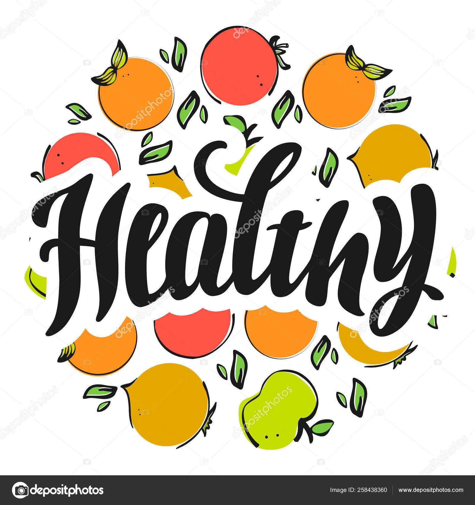 Healthy Lifestyle Hand Drawn Logo Vector Illustration Stock Vector ...