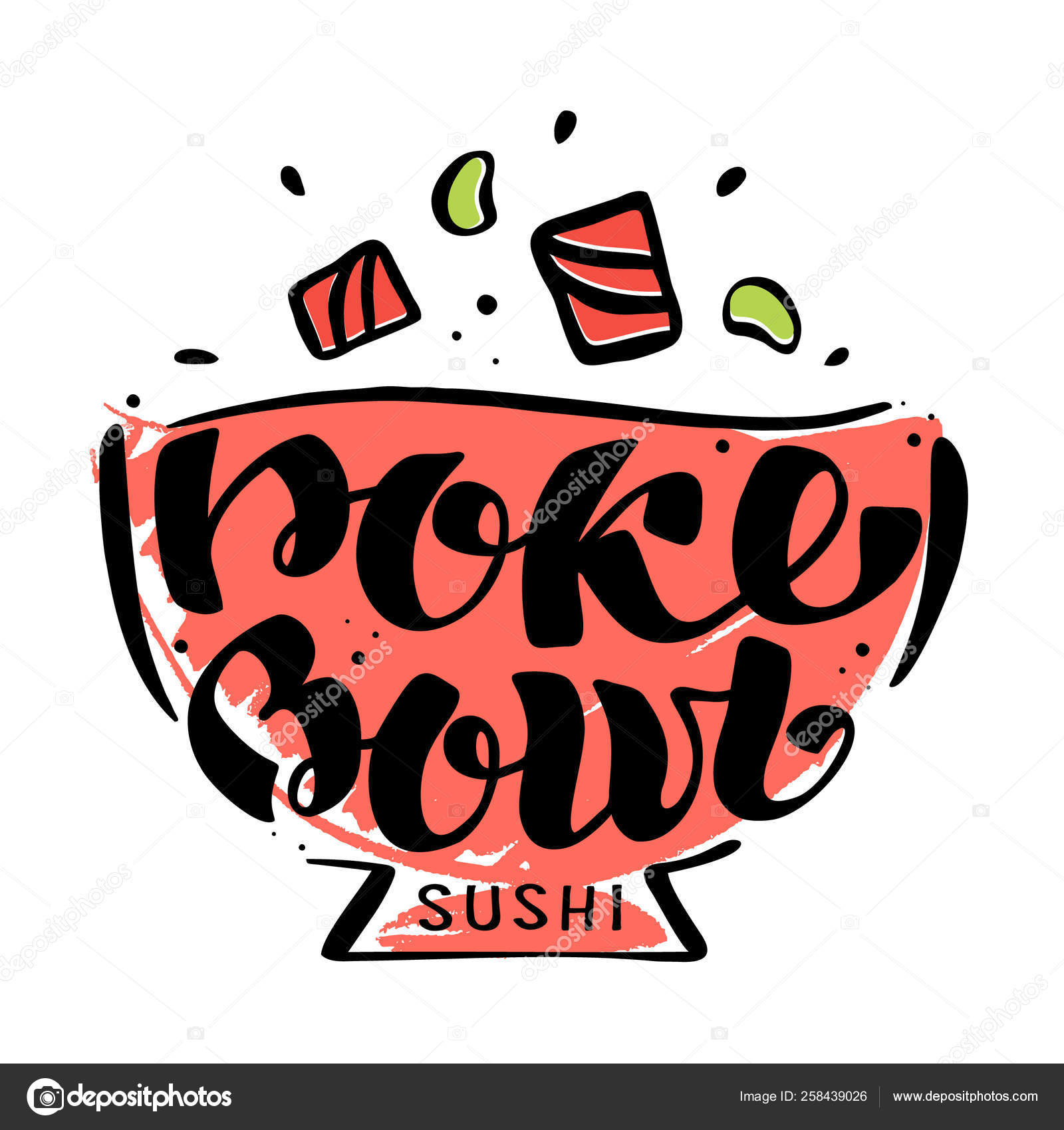 Logo Poke Bowl Para Restaurante Elemento Diseño Vectorial Vector de ...