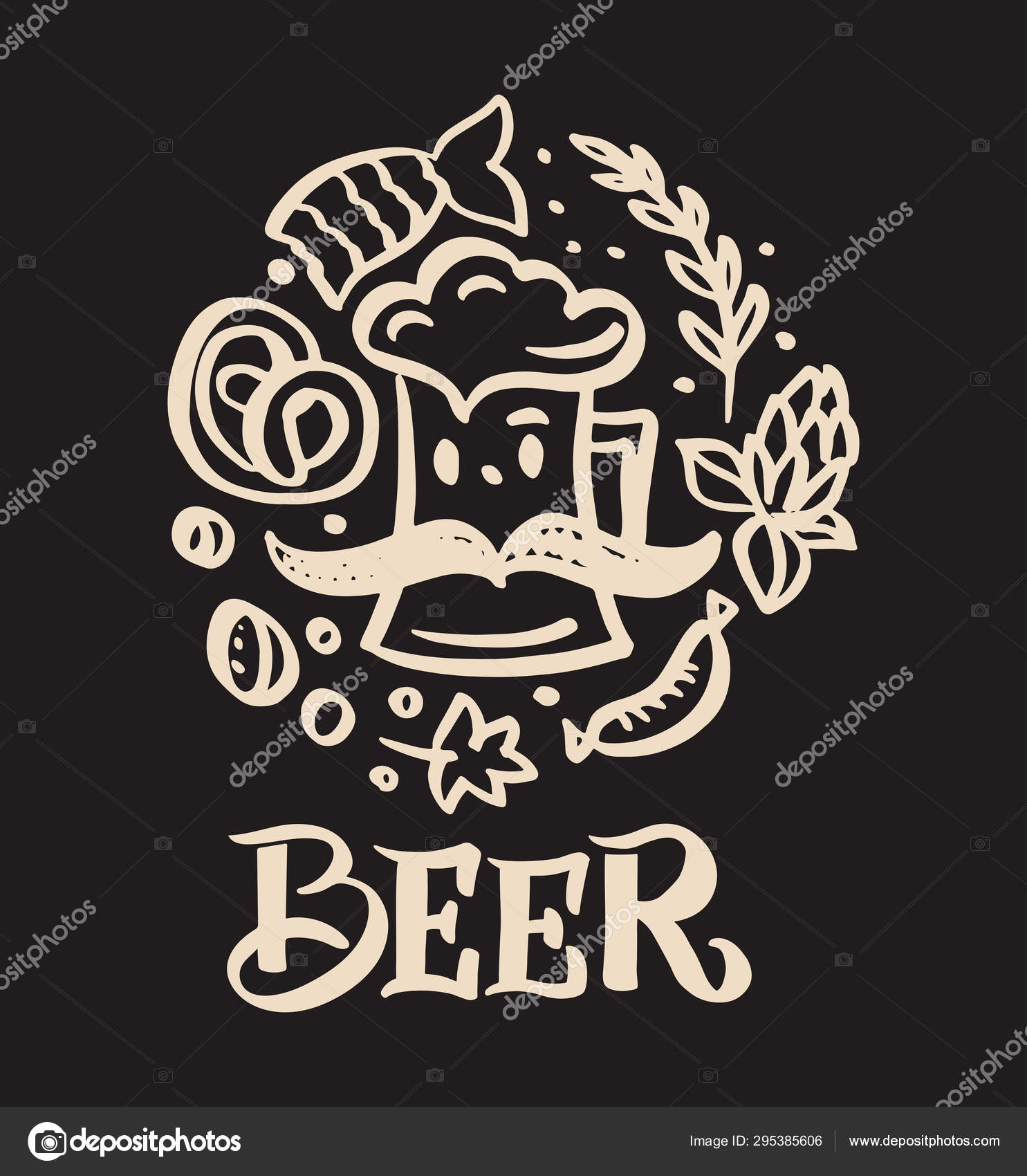 Beer Word Glass Logo Poster Template Postcard Banner Stock Vector by ...