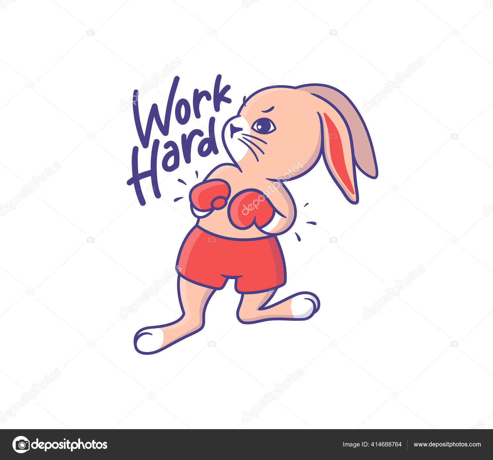 The funny boy bunny in sport style. Cartoon character is a boxer. Stock ...