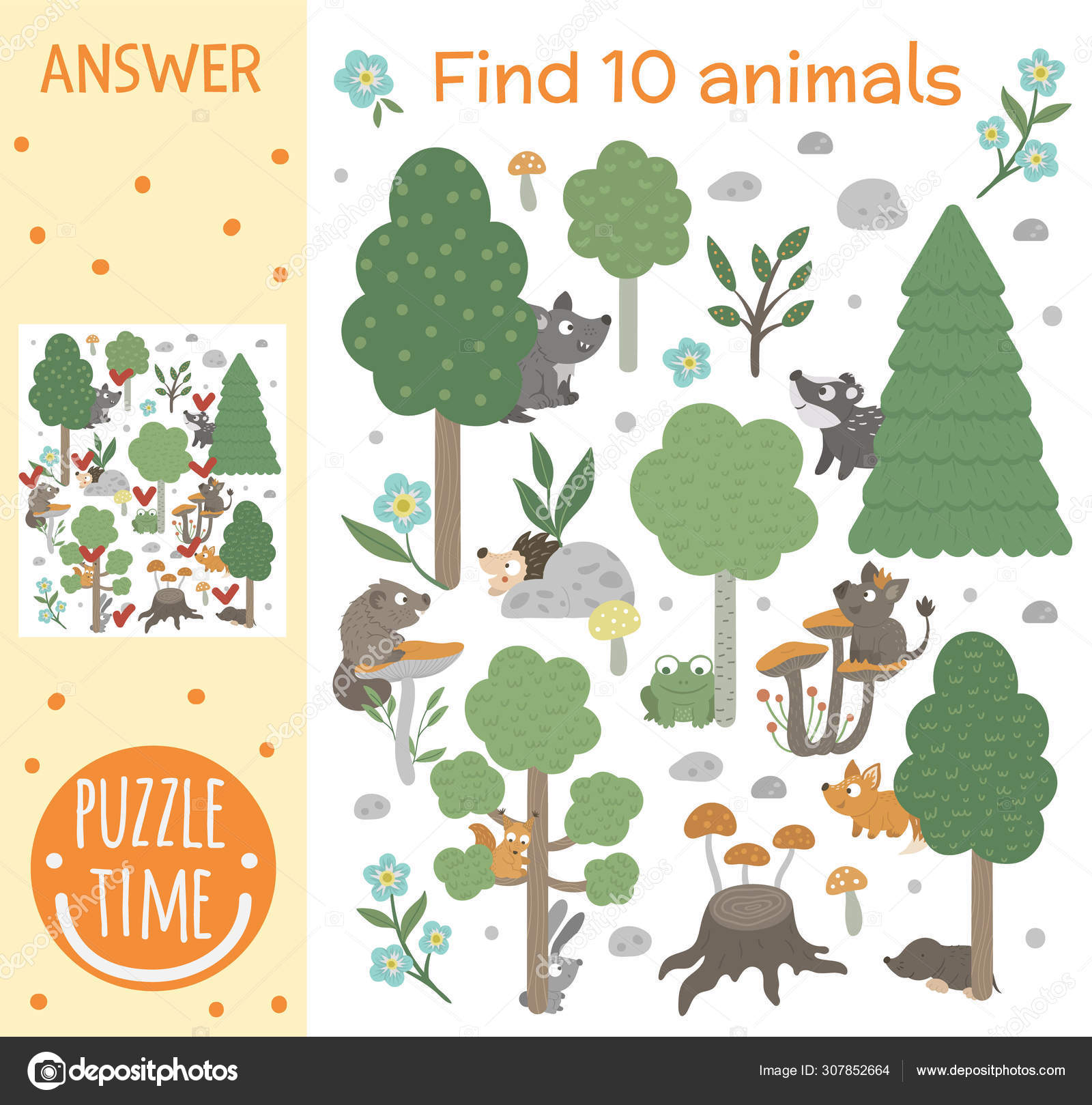 Searching game for children with animals and trees in the forest Stock ...