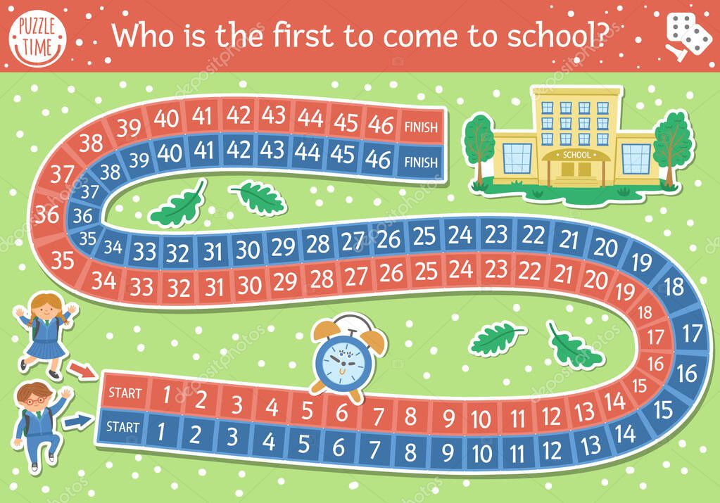 Volver al juego de mesa de la escuela para niños con personajes lindos ...