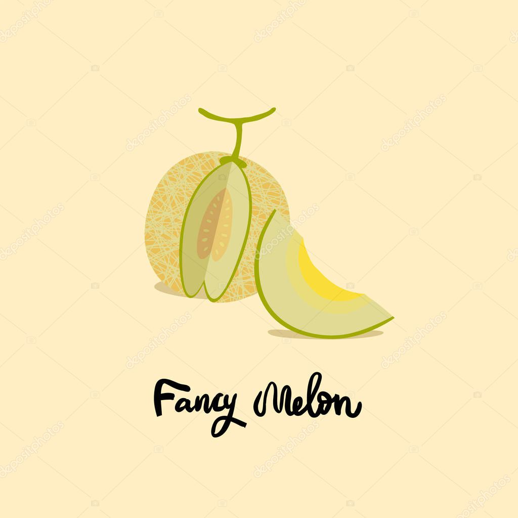 Ilustraci n original del mel n vector. Mel n amarillo maduro sobre fondo claro. Menones ...