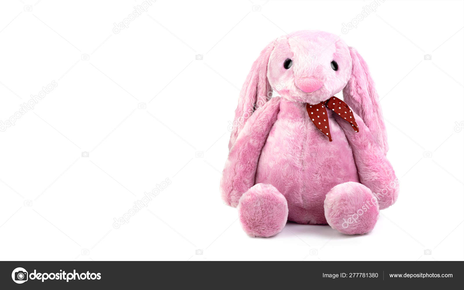Pink Rabbit Doll Big Ears Isolated White Background Cute Stuffed ...