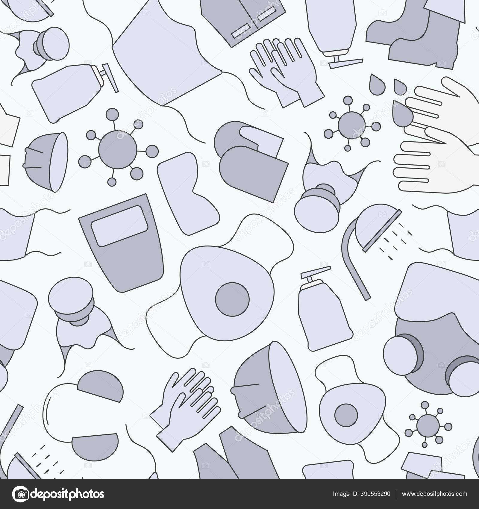 Hygiene Protection Vector Color Background Seamless Pattern Medical ...