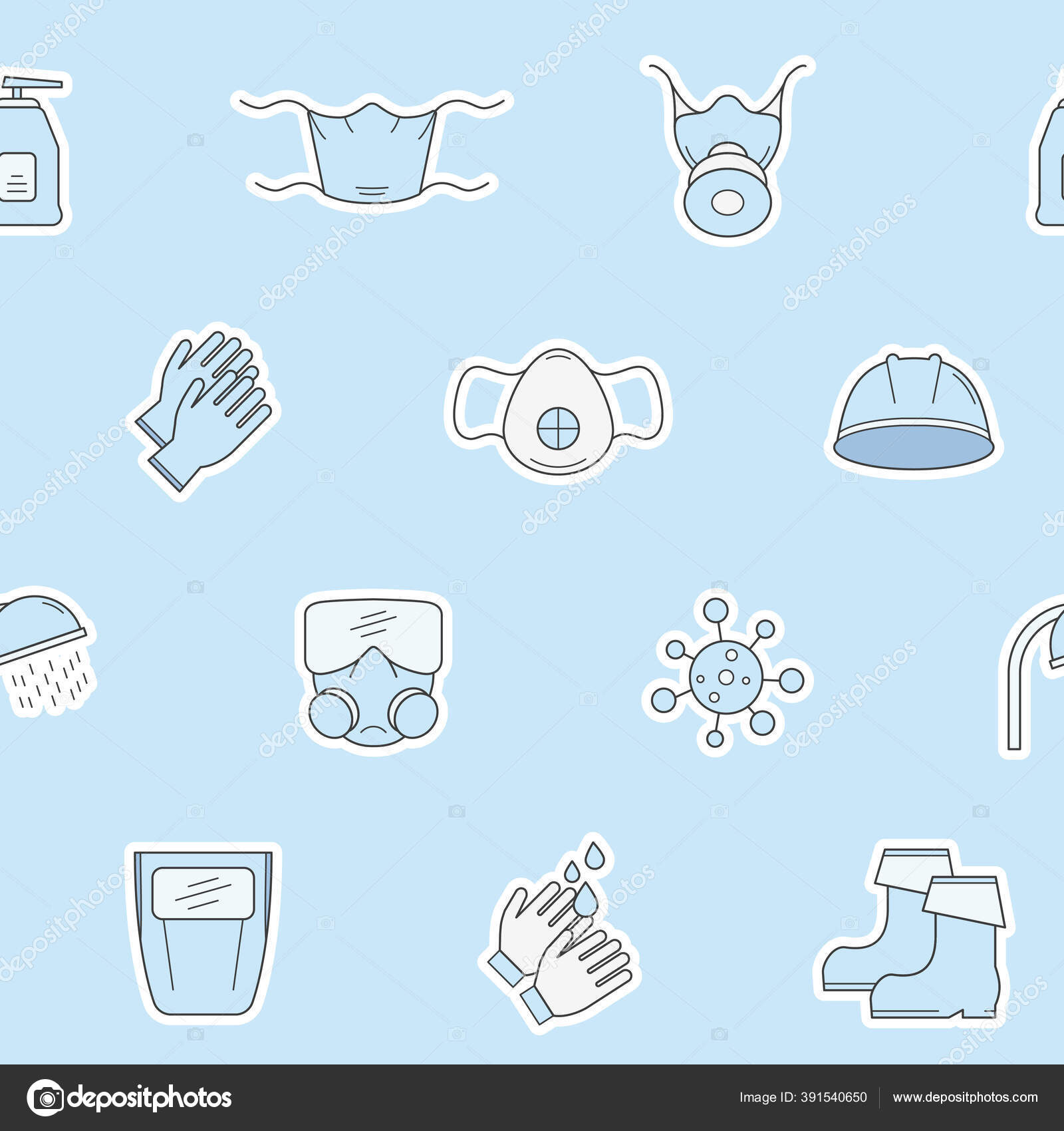 Hygiene Protection Vector Color Background Seamless Pattern Medical ...