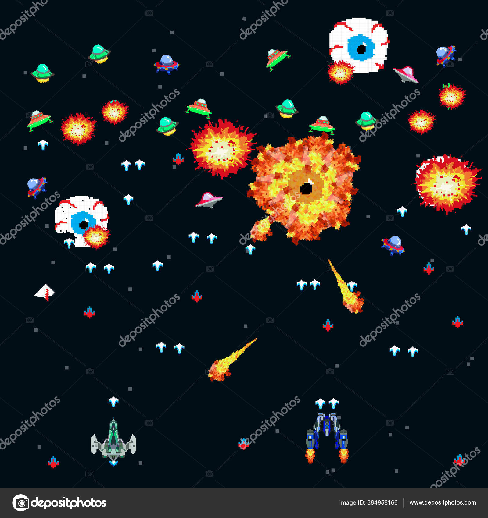 Boss Battle Retro Video Games Military Ships Arcade Shooting Map Stock ...