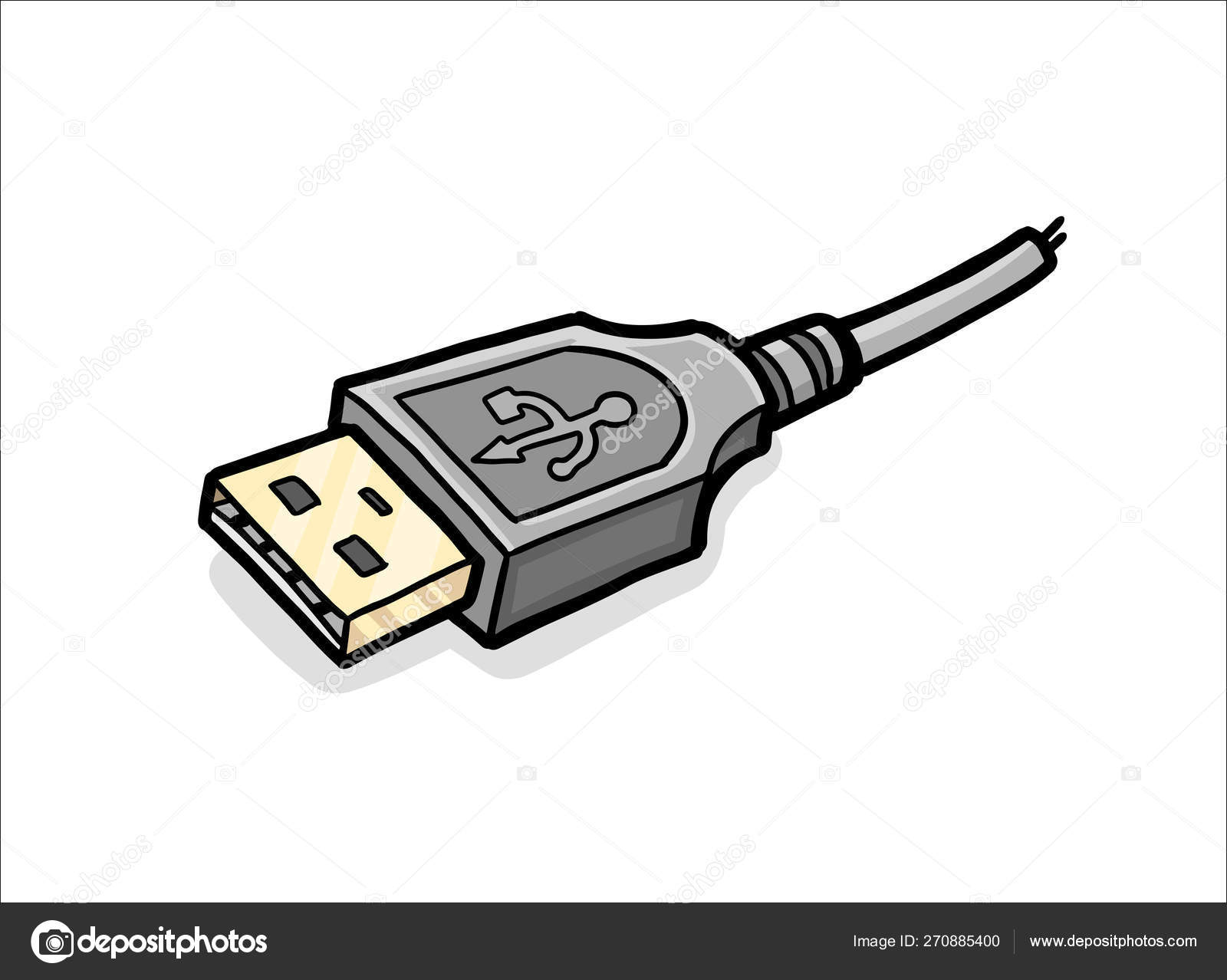 USB Cable sketch Illustration. Hand drawn Vector Stock Vector by ©Black ...