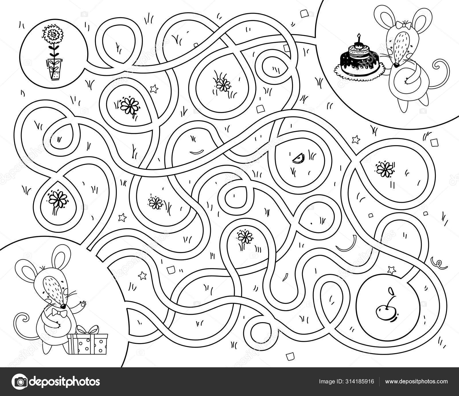 Laberinto del juego educativo. Ayuda al ratón a encontrar una manera de ...