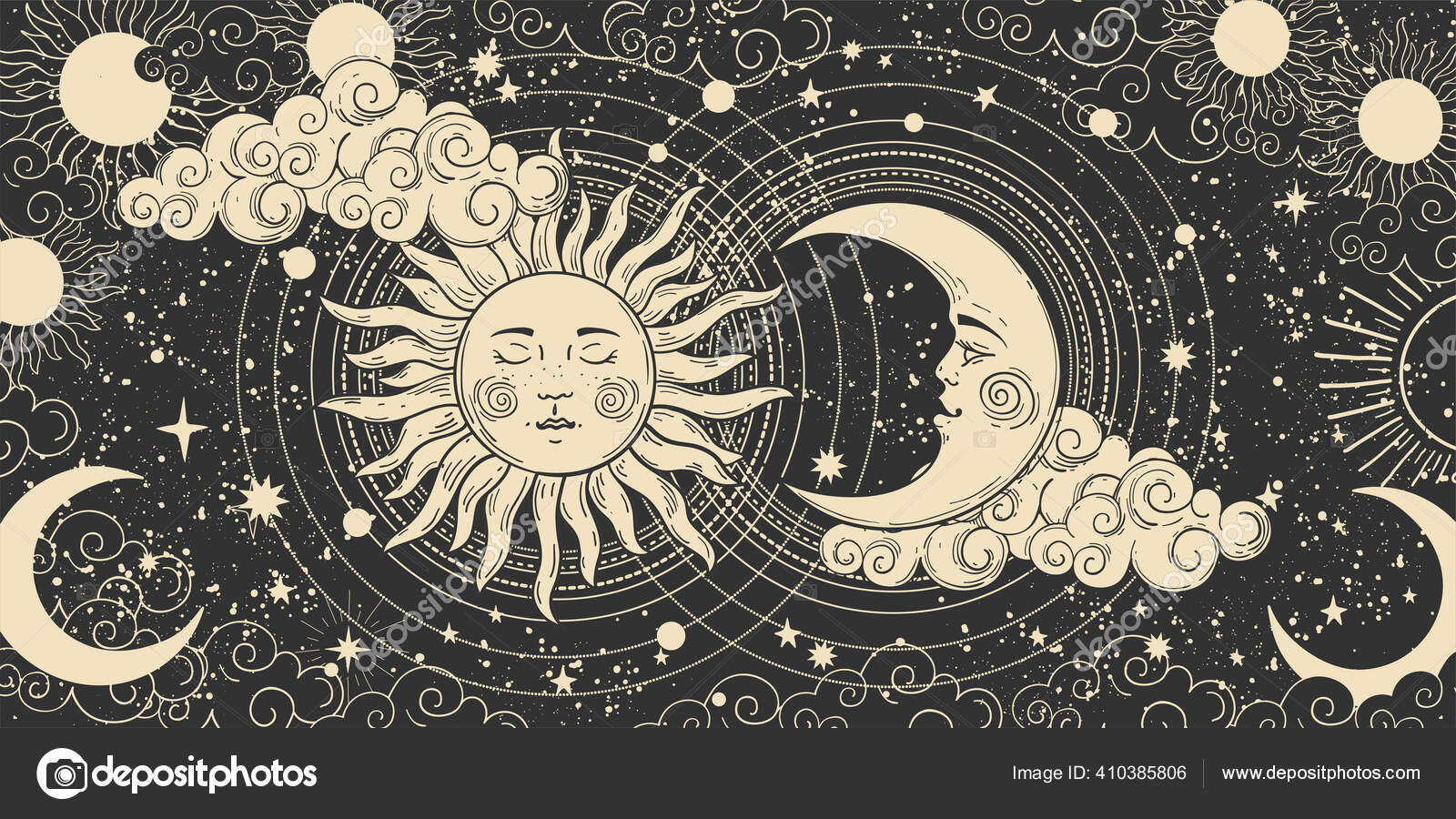 Magical banner for astrology, celestial alchemy. Heavenly art for the ...