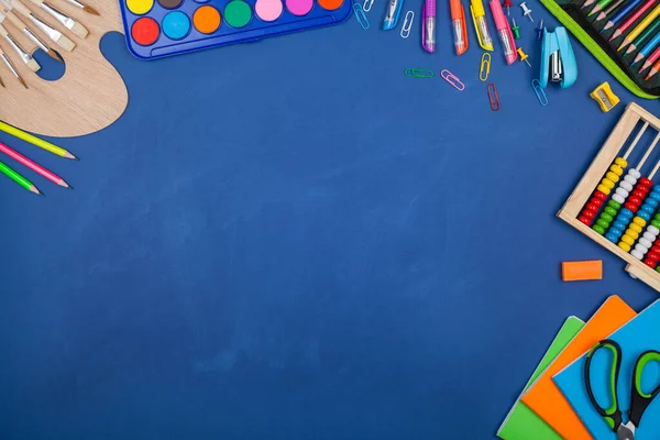 School supplies. Background for advertising graphics. Top view. - Stock ...