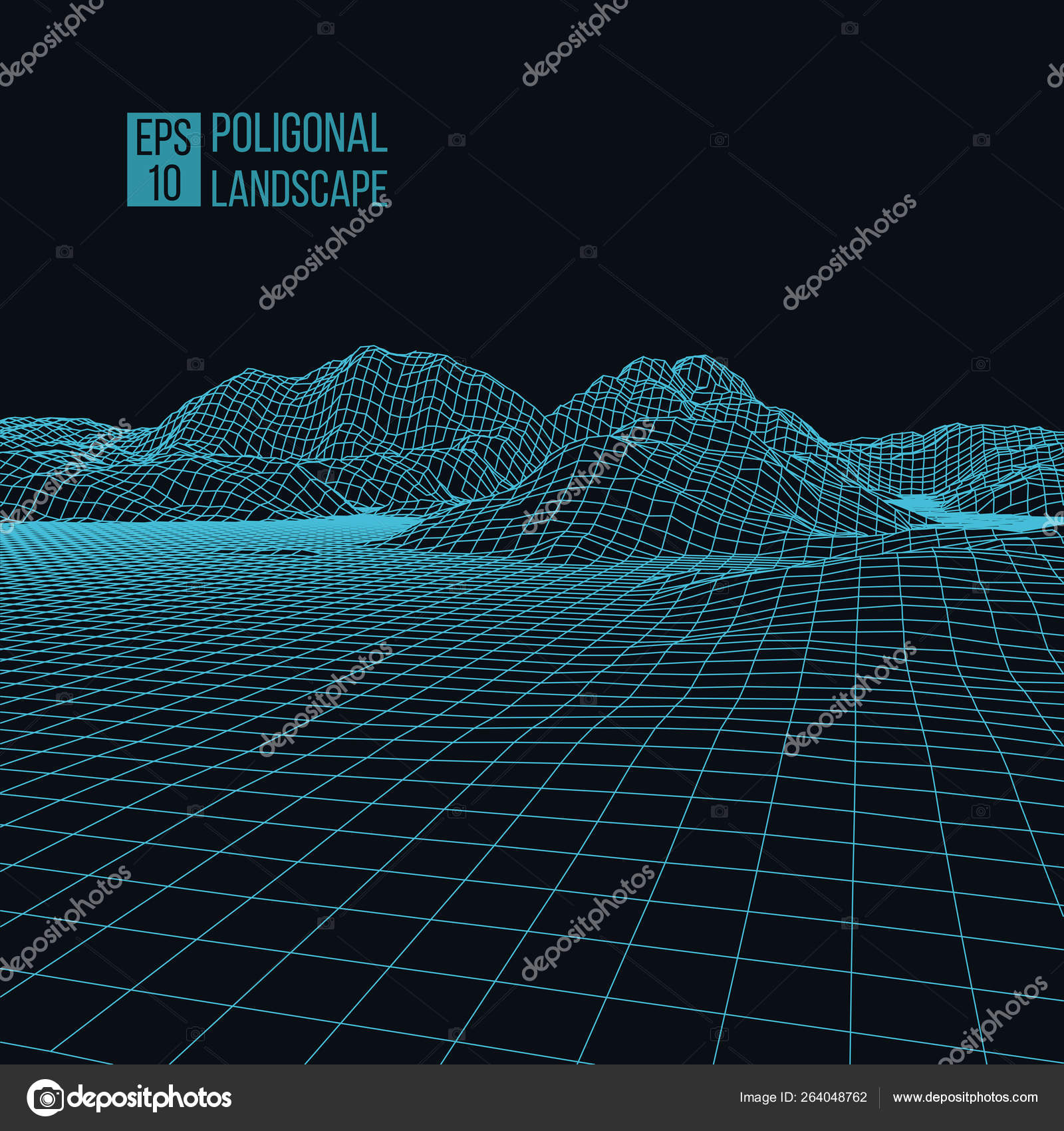 Wireframe landscape wire. Wireframe terrain polygon landscape design ...