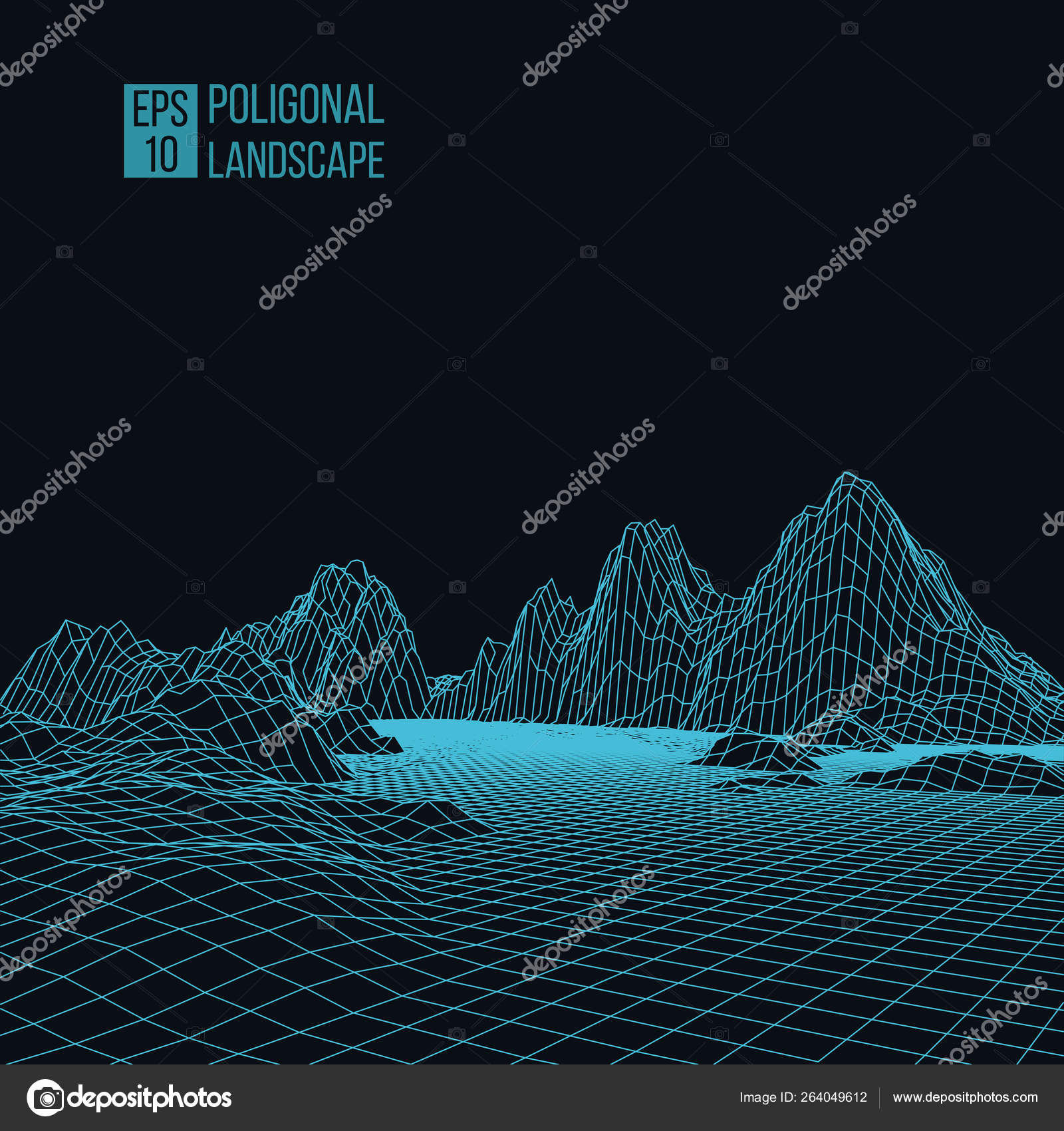Wireframe landscape wire. Wireframe terrain polygon landscape design ...
