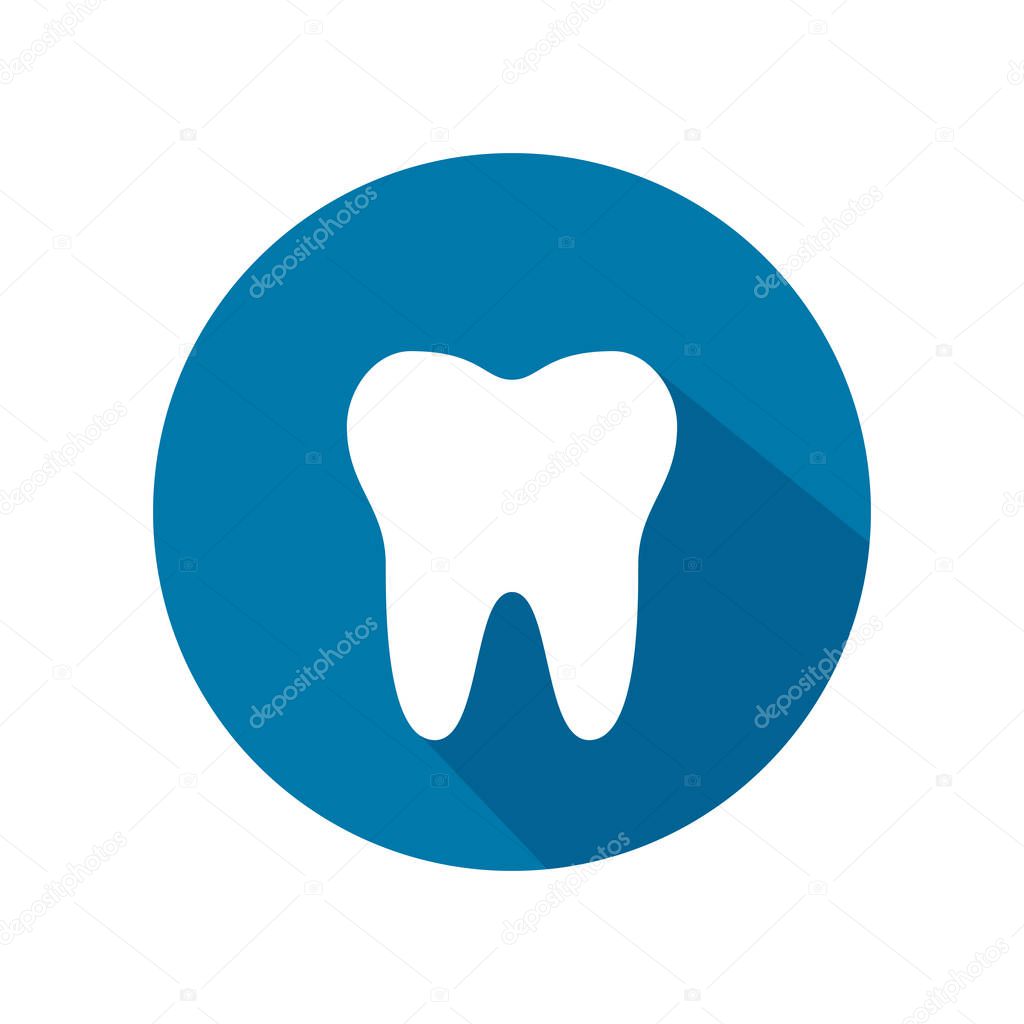 Icono del diente sobre fondo azul. Ilustraci n vectorial. 2024