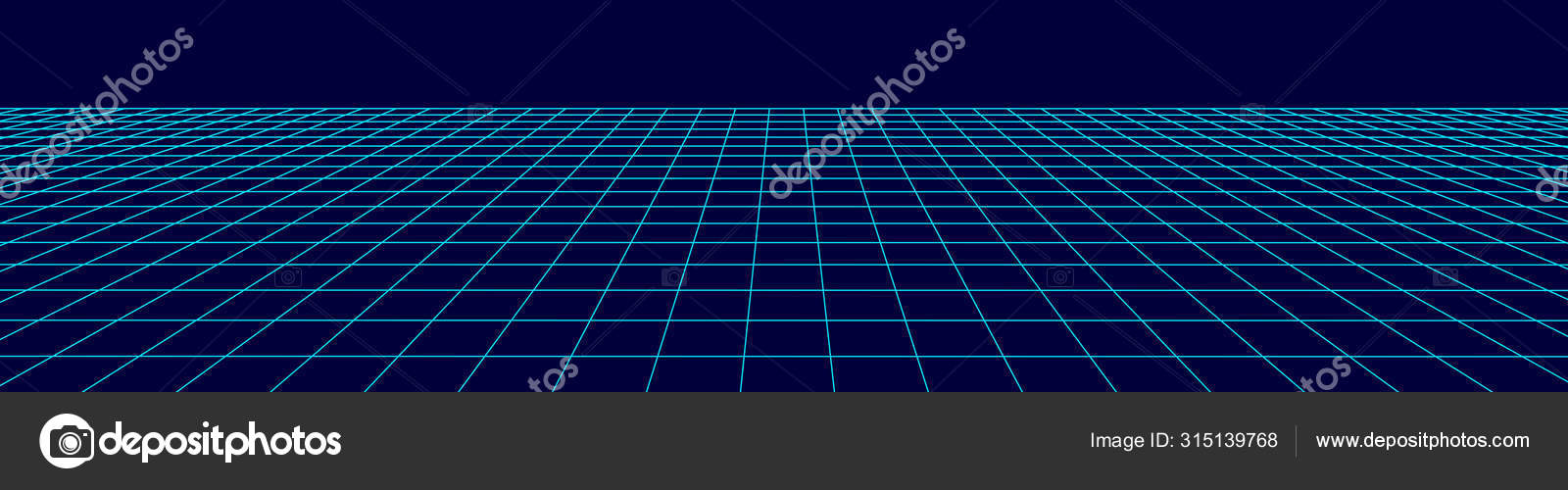 Perspective grid background. Abstract vector wireframe landscape ...
