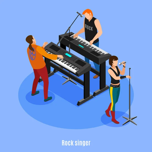 Rock Musicians Rock Band Illustration Isometric Icons Isolated ...