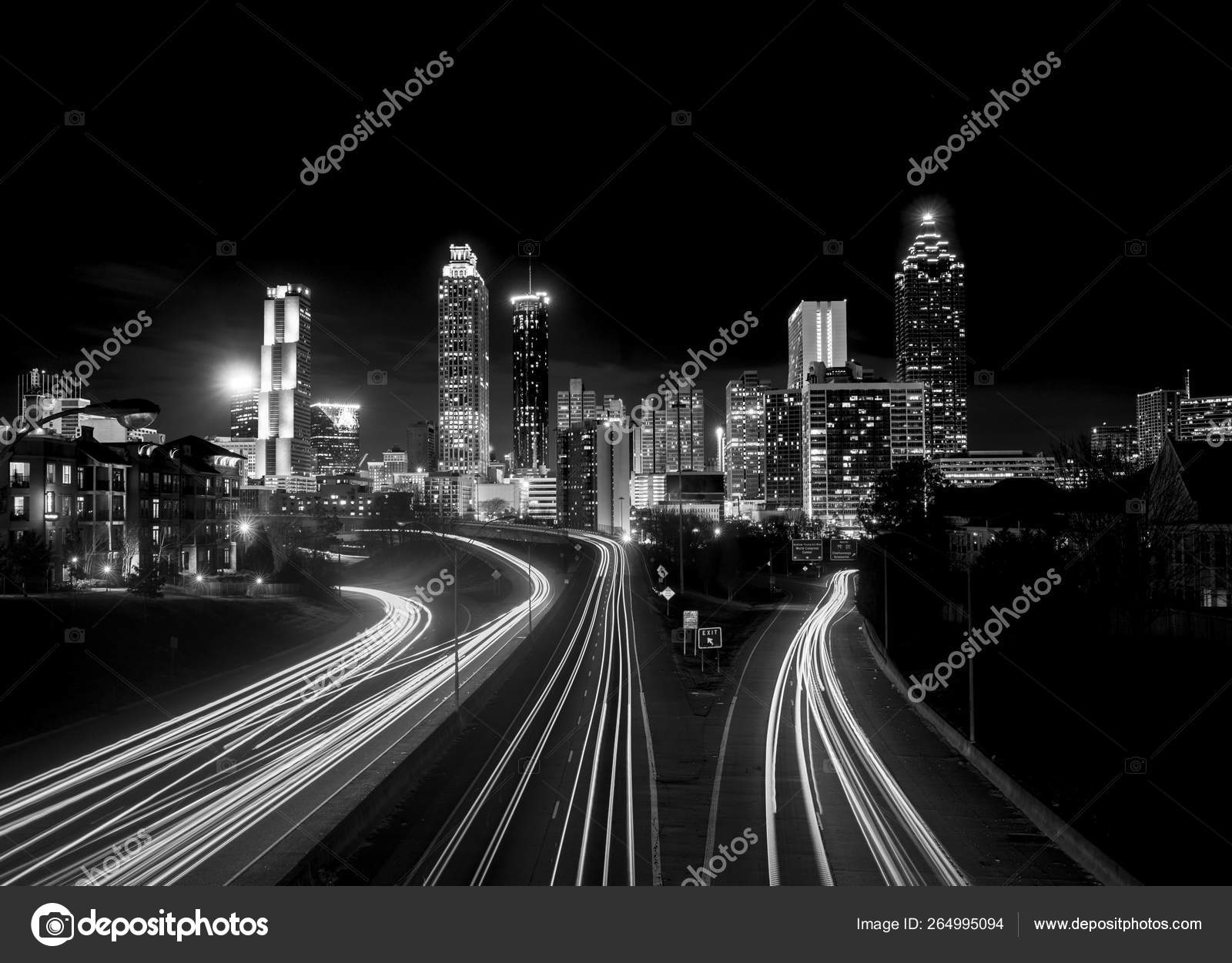 View Atlanta Skyline Highway Night — Stock Photo © Wollwerth #264995094