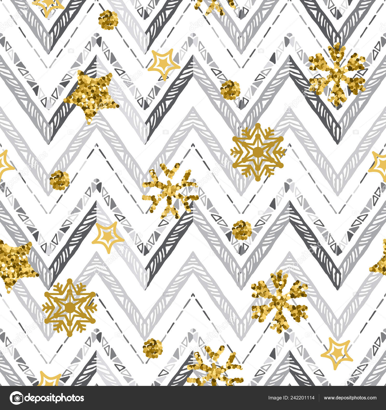 A Gold snowflake pattern zigzag. Christmas chevron Stock Vector Image ...