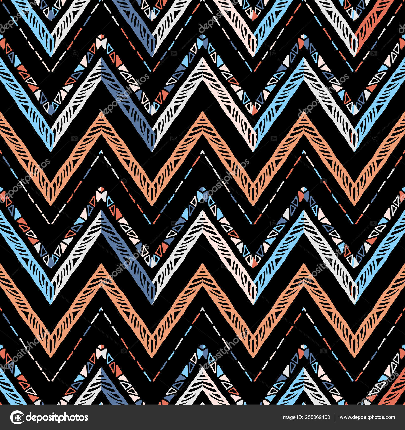 Seamless ethnic zigzag chevron pattern. Vector illustration Stock ...