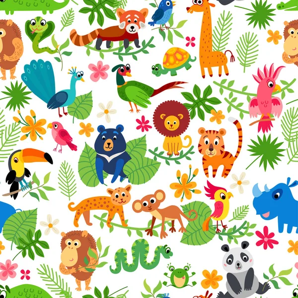 Zoo. Jungle pattern. Seamless tropical vector background. Stock Vector ...