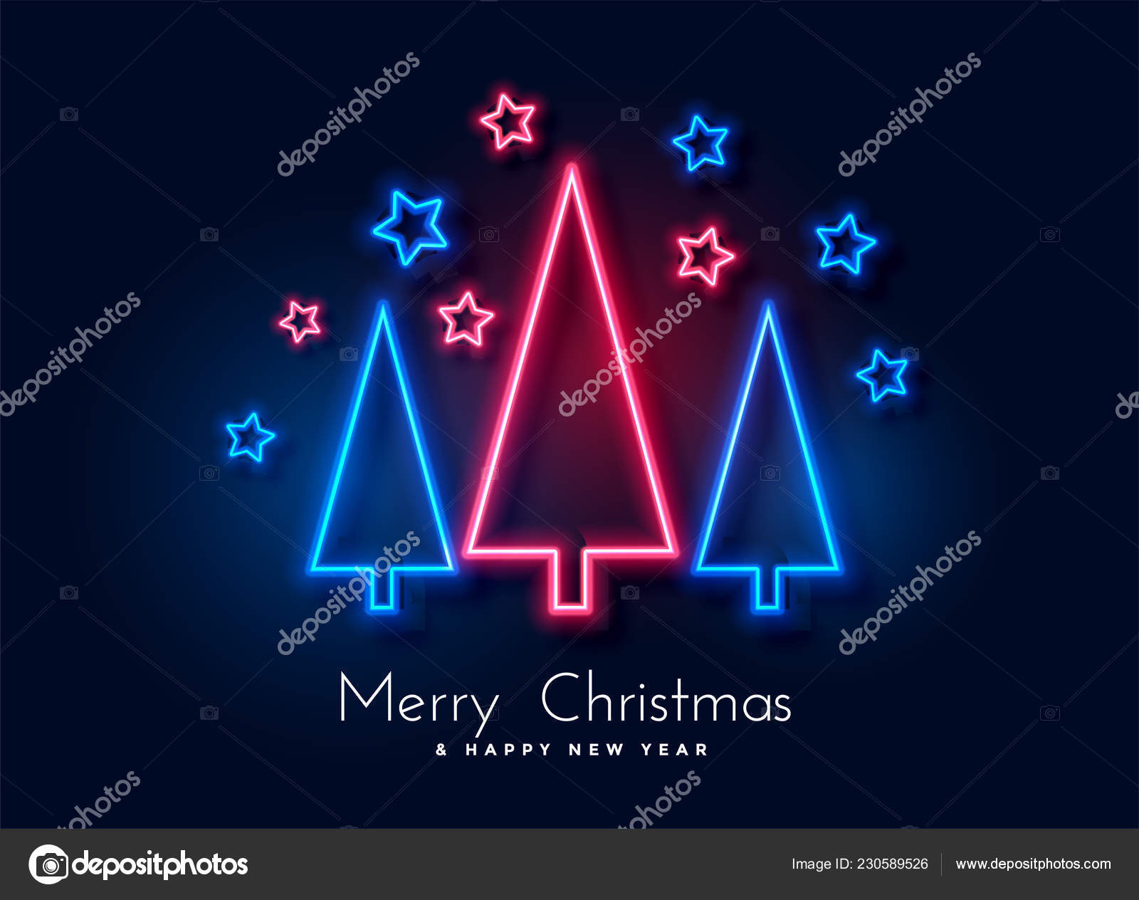 Neon Christmas Tree Stars Background Stock Vector by ©StarLine 230589526