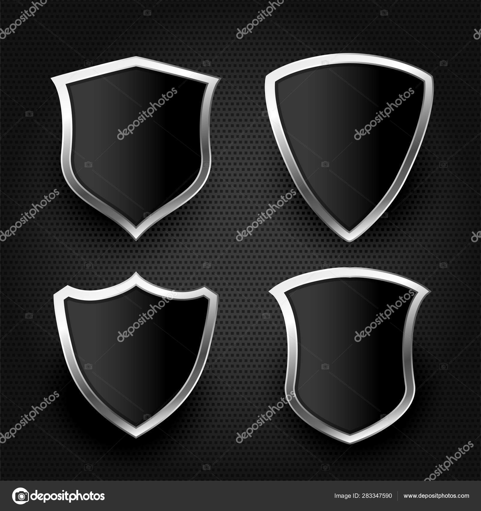 Black shield with silver frame set Stock Vector Image by ©StarLine ...
