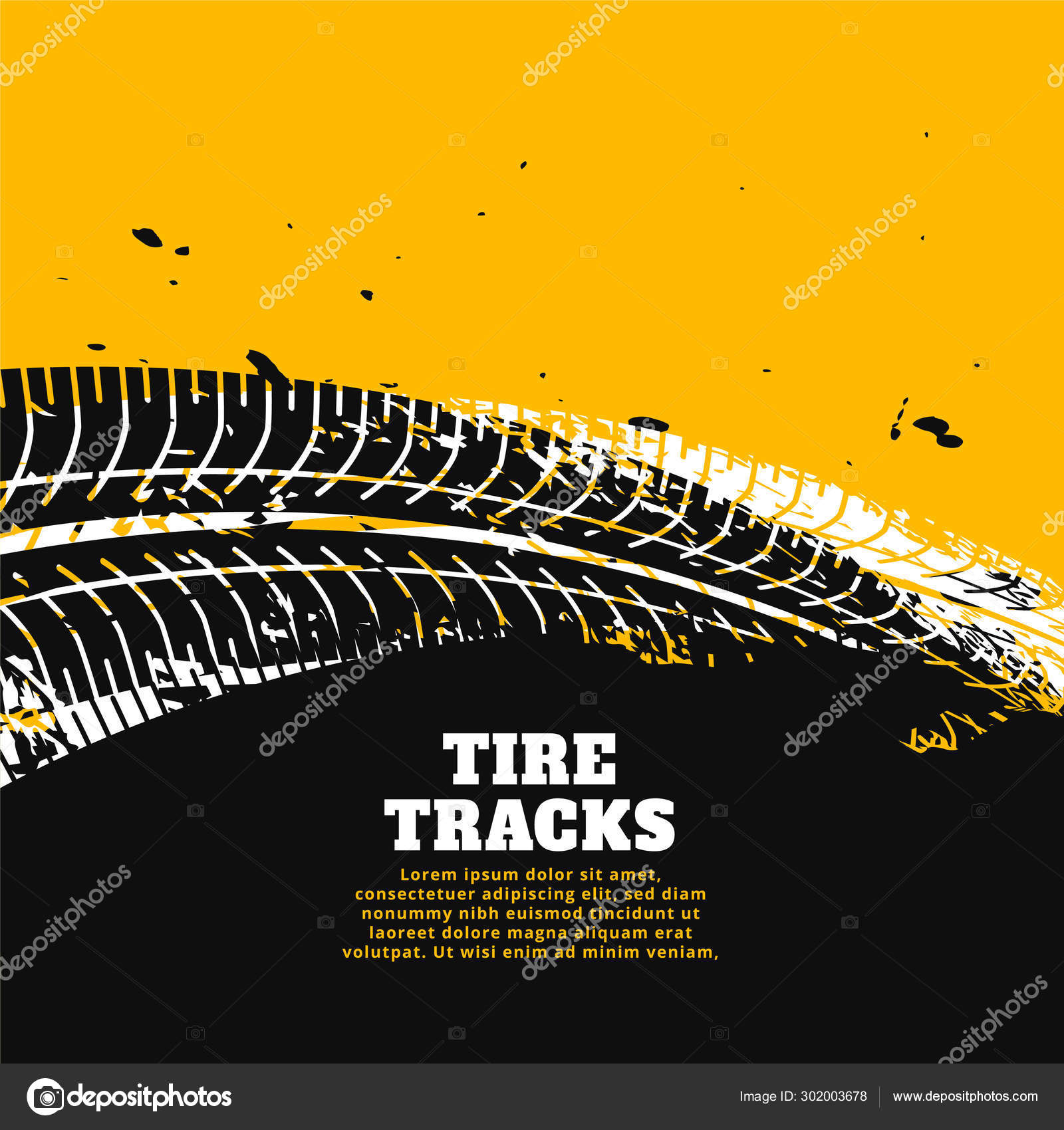Tire tracks print marks on yellow background design Stock Vector Image ...