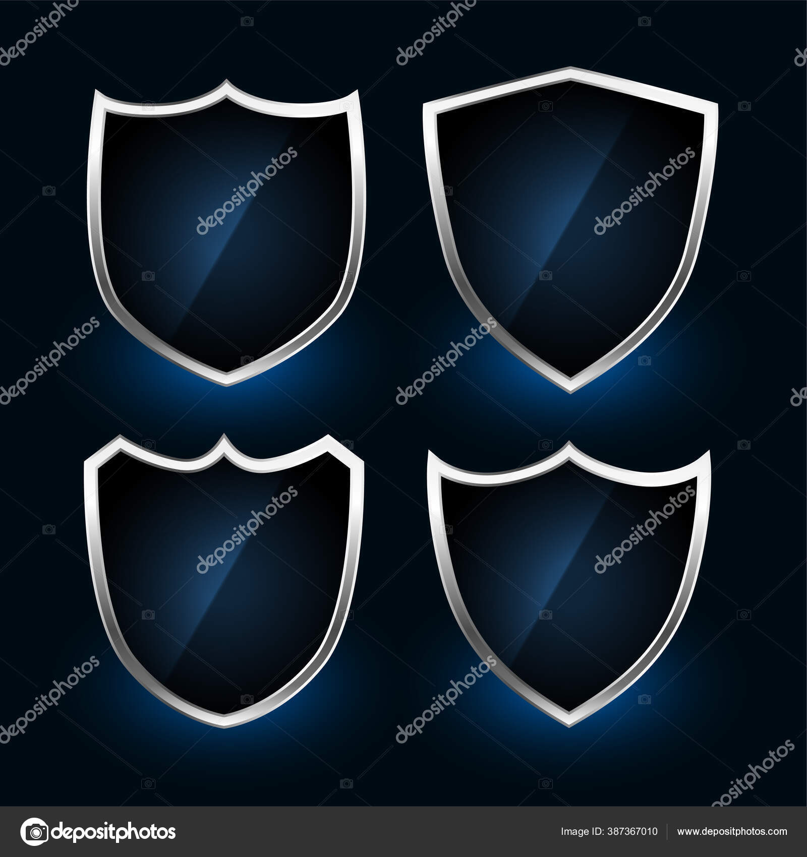 Metallic Shield Symbols Badges Design Set Stock Vector Image by ...