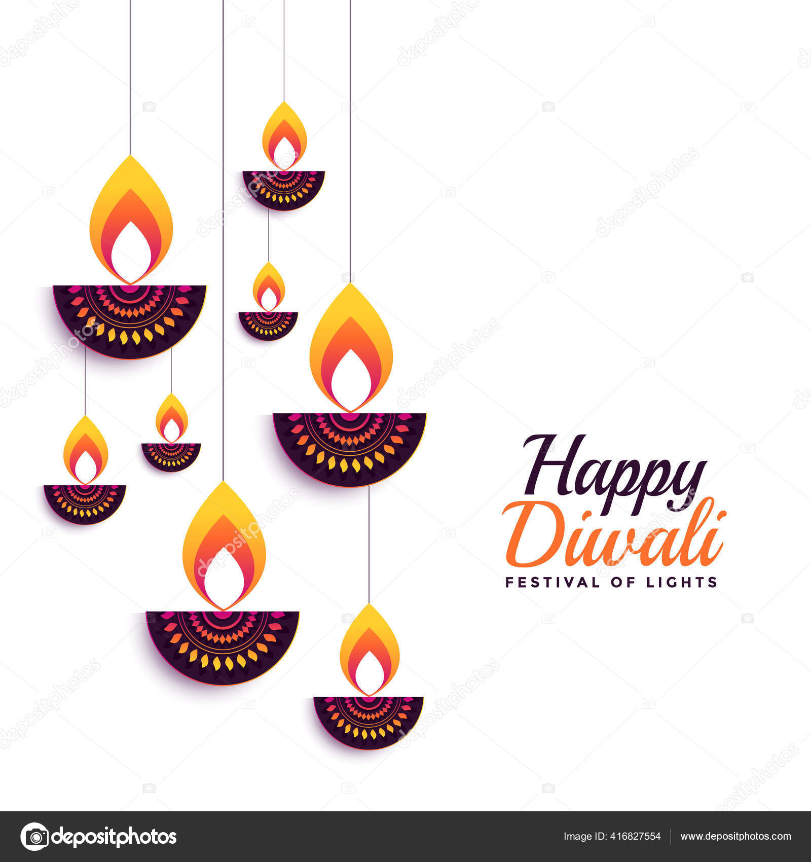 Happy Diwali Decorative Diya Festival Card Design Stock Vector by ...