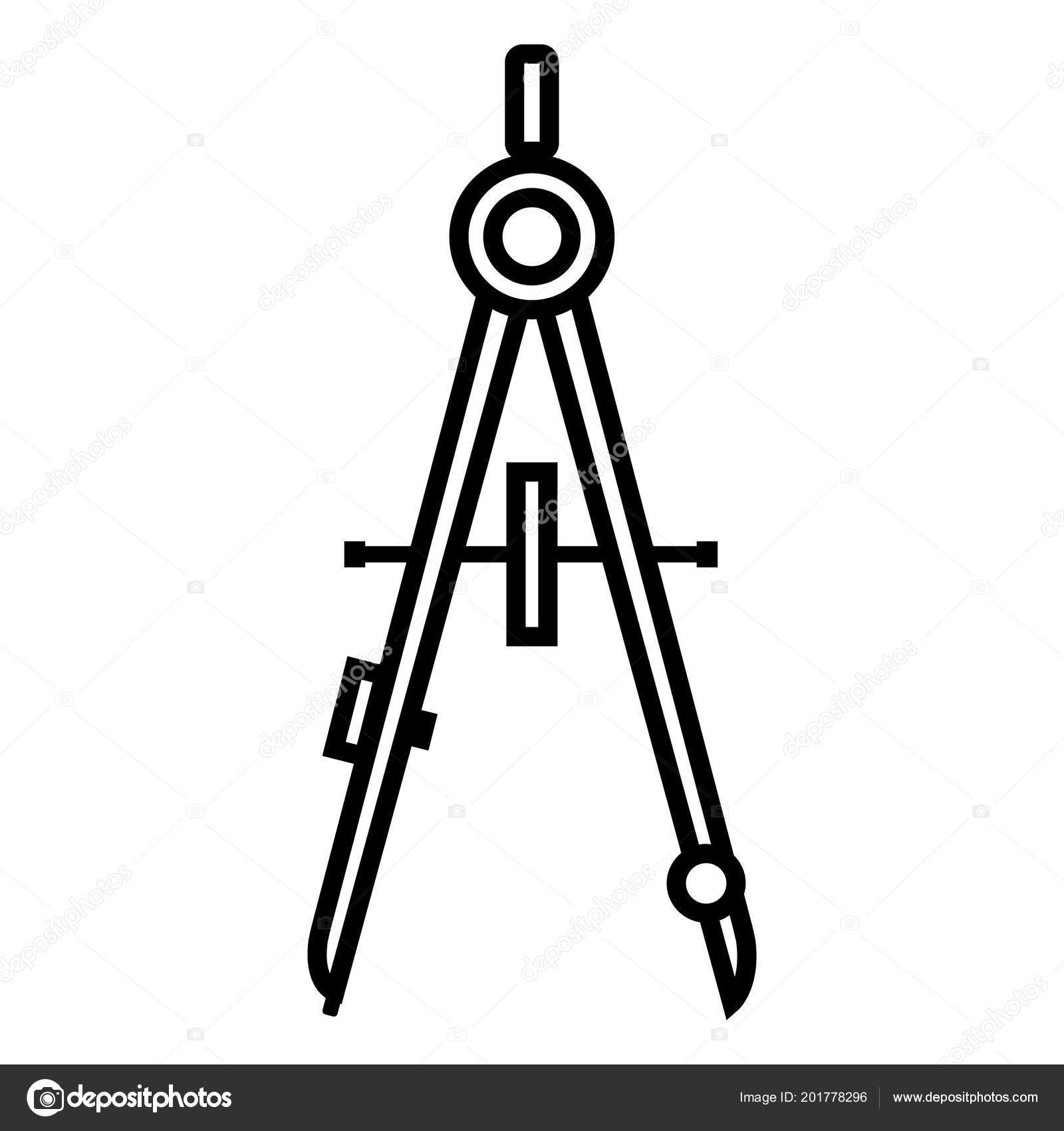 Vector Black Outline Icon Architecture Drafting Compass Stock Vector by ...
