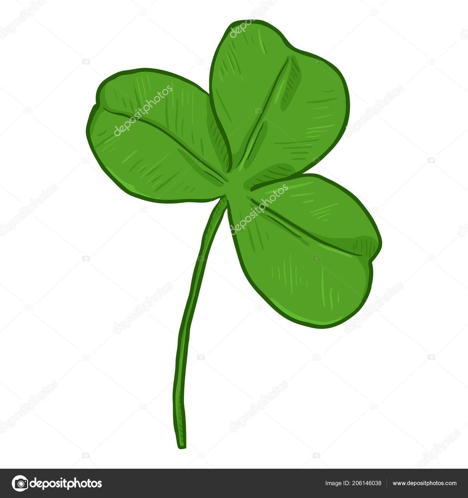 Vector Single Cartoon Illustration Green Three Leaf Clover Stock Vector ...