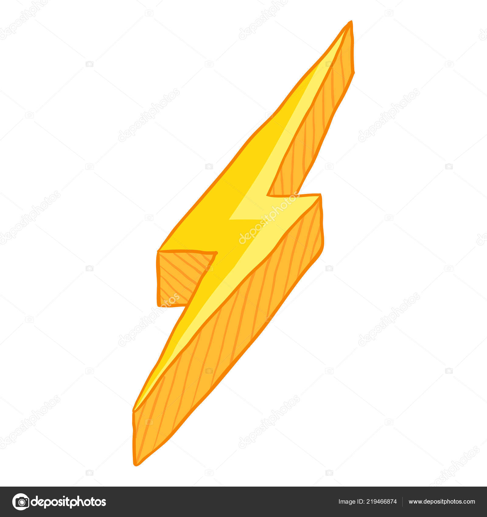 Vector Cartoon Illustration Yellow Thunder Lighting Symbol Stock Vector ...