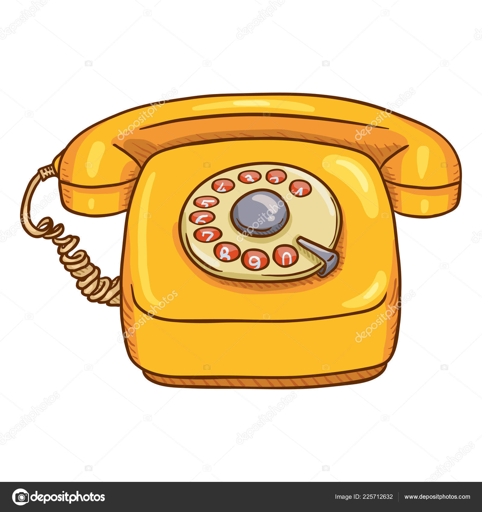 Cartoon Yellow Retro Style Rotary Phone Stock Vector by ©nikiteev 225712632