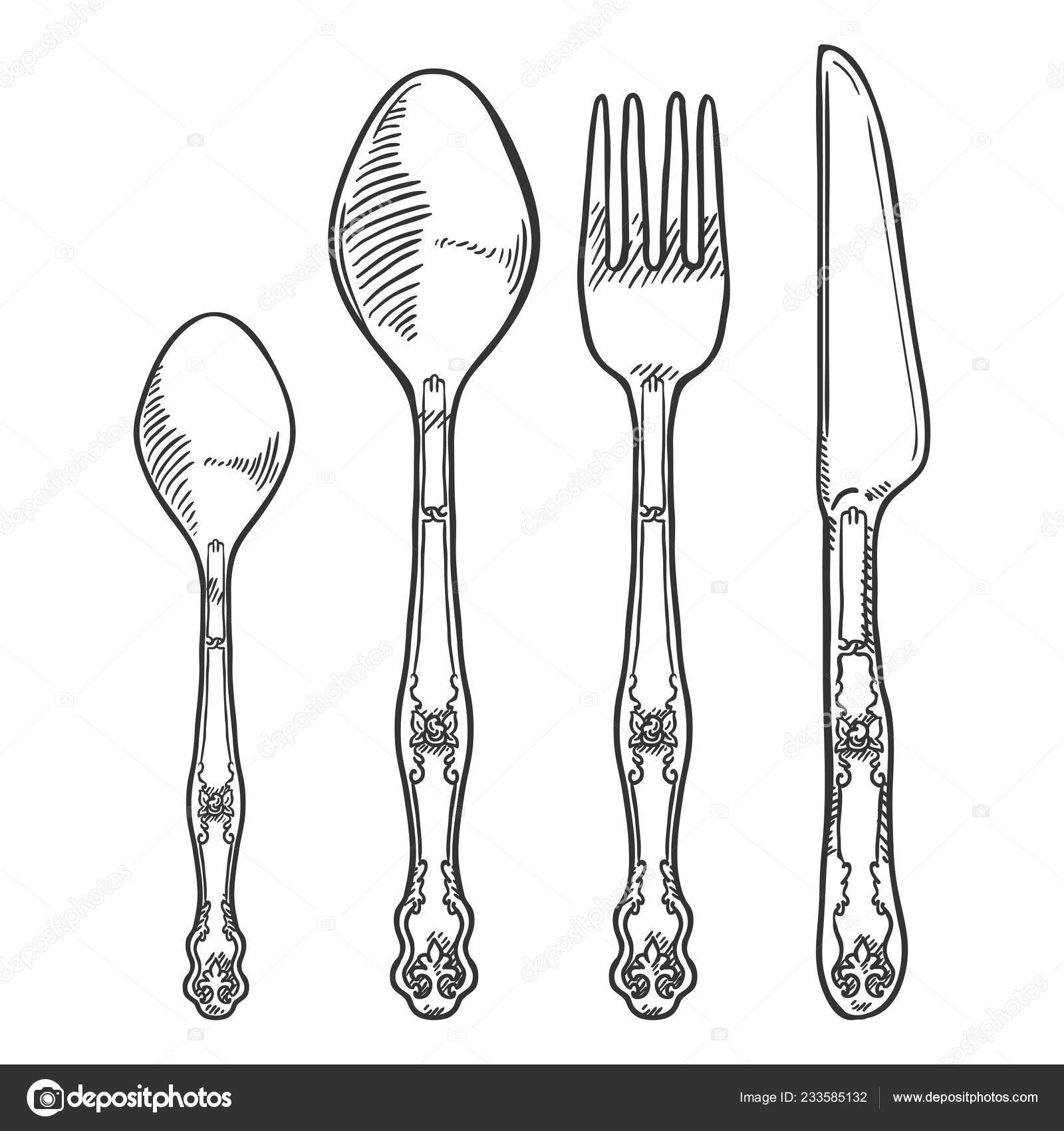 Fork And Spoon Sketch