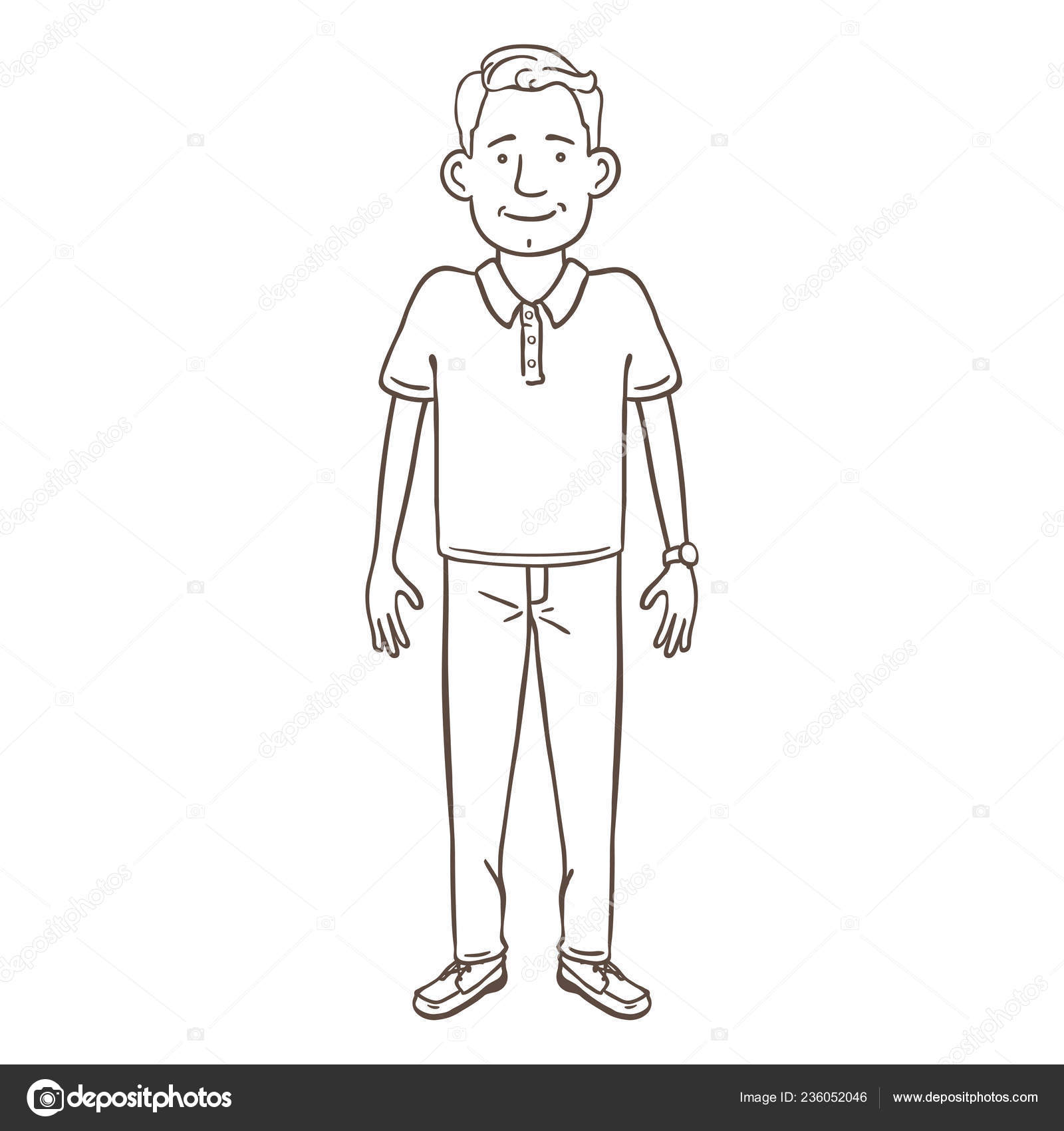 Vector Cartoon Outline Character Young Man Art Stock Illustration by ...