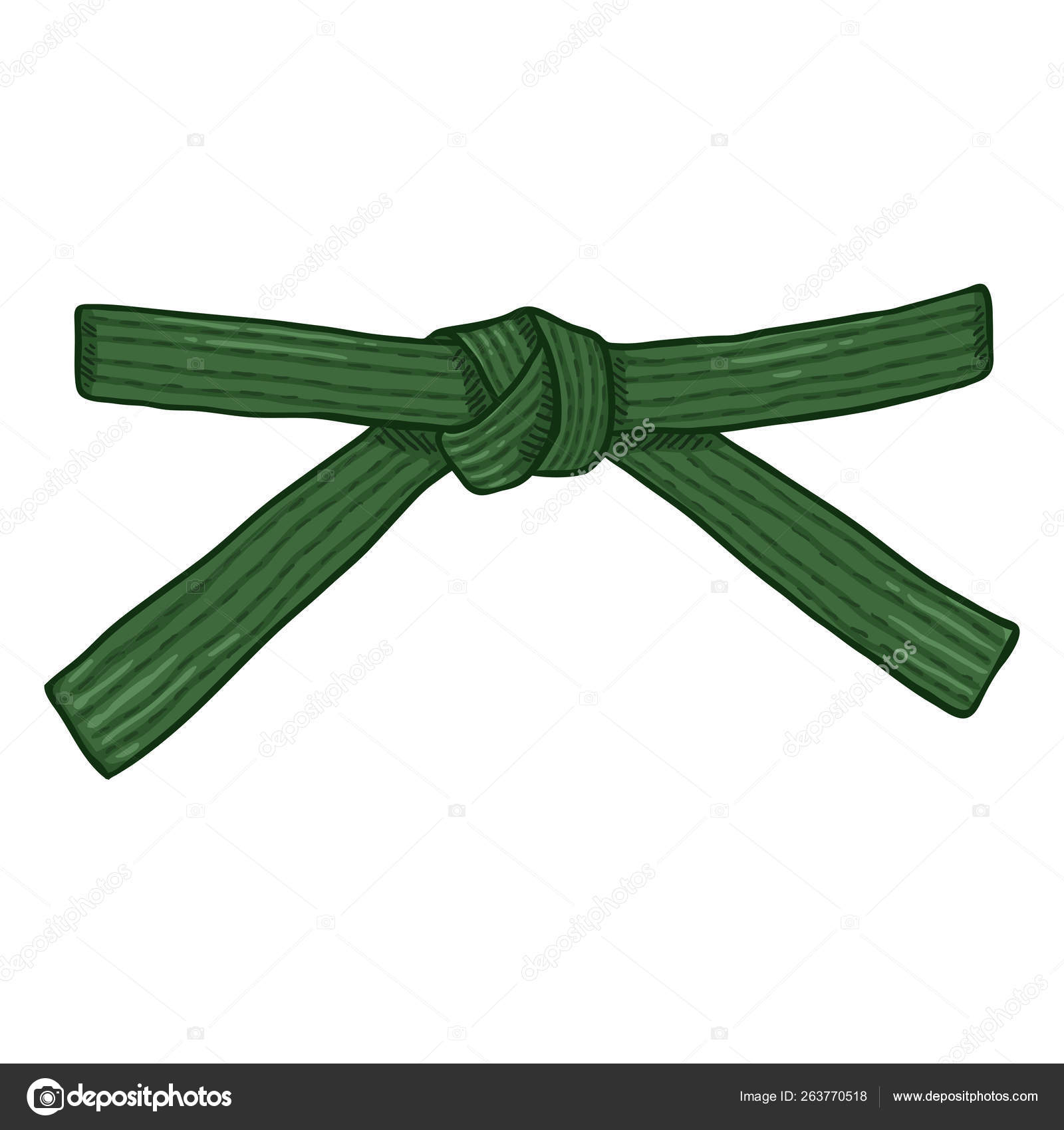 Karate Girl Cartoon Green Belt
